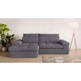 Home Affaire Ecksofa &raquo;ALVERIE mit Recamiere, moderne Steppung, Ma&szlig;e: B/T/H 274/203/106 cm&laquo; L-Form mit Wellenunterfederung, mit 4 R&uuml;ckenkissen, 