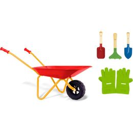 klein Schubkarre &raquo;Metallschubkarre mit Zubeh&ouml;r&laquo; f&uuml;r Kinder, aus Metall rot Massivholz, Metall Einheitsgr&ouml;&szlig;e