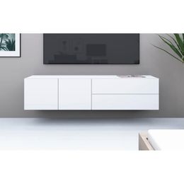 borchardt M&ouml;bel borchardt M&ouml;bel Lowboard &raquo;Sophia, TV-Schrank Breite 152 cm&laquo; 2 T&uuml;ren und 2 Schubk&auml;sten, h&auml;ngende Montage wei&szlig; Holzwerkstoff B/H/T: 152cm x 35cm x 35cm,