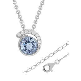 Firetti Damen Kette mit Anh&auml;nger &raquo;Schmuck Geschenk Silber 925 Halsschmuck Halskette Ankerkette Kreis&laquo; Made in Germany - mit Zirkonia (synth.) blau 
