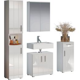 Welltime Badezimmer-Set &raquo;Prag&laquo; Set, 4 Stk. tlg. wei&szlig; Holzwerkstoff B/H/T: 164cmcm x 192cmcm x 32cmcm