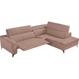 Egoitaliano Ecksofa &raquo;Edith, Designsofa mit hohem Sitzkomfort, Breite 269cm, L-Form&laquo; inkl. elektrischer Relaxfunktion und manuell verstellbaren Kopfteilen rosa 