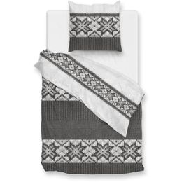 Bettw&auml;sche ZO HOME, grau, Flanell, Obermaterial: 100% Baumwolle, Bettw&auml;sche, "Zohome Bettw&auml;sche Baumwolle-Flanell Anika", Bettw&auml;sche aus 100%