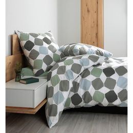 Janine Bettw&auml;sche &raquo;Mako-Satin87106 06&laquo; mit Reissverschluss gr&uuml;n Mako-Satin, Obermaterial: 100% Baumwolle B/L: 135cm x 200cm, 1 Stk., 1 Stk., Mako-Satin, B/L: