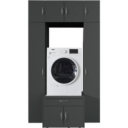 Mehrzweckschrank wimex, B:130cm H:225cm T:69cm, schwarz, K&uuml;che, Schr&auml;nke, "Multiraumkonzept, praktische Waschmaschinenl&ouml;sung, Breite: 130cm",