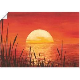 Artland Wandbild &raquo;Roter Sonnenuntergang am Ozean&laquo; Bilder vom Sonnenuntergang & -aufgang 1 Stk. tlg. als Alubild, Leinwandbild, Poster in verschied. Gr&ouml;&szlig;en rot