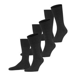 Falke Damen Socken "Airport 3-Pack", Gr. 47, grau, Obermaterial: 60% Schurwolle WV. 23% Baumwolle CO. 15% Polyamid PA. 2% Elasthan EL., Socken