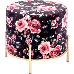 Hocker HAKU, B:48cm H:40cm T:48cm, bunt, Bezug 100% Polyester, Flur, Hocker, "Pouf, Schemel, Stockerl", rund - aus Textil Blau - &Oslash;/H 48/40 cm
