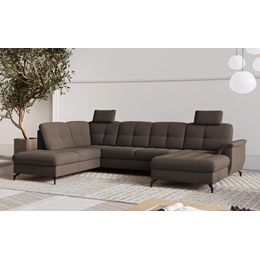 Sit & More Wohnlandschaft SIT & MORE, B:319cm H:92cm T:212cm, braun, 90% Polyester 10% Polyamid, Sofas, "Zora", wahlweise mit Schlaffunktion und Bettkasten