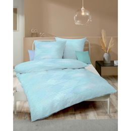 Kaeppel Bettw&auml;sche &raquo;Ikat&laquo; 2 Stk. gr&uuml;n Mako-Satin, Obermaterial: 100% Baumwolle B/L: 135cm x 200cm, 1 Stk., 1 Stk., Mako-Satin, B/L: 80cm x 80cm, 2 Stk.