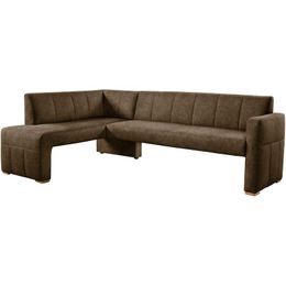 exxpo - sofa fashion Essbank elegant und modern mit hohem Sitzkomfort braun B/H/T: 245cm x 83cm x 159cm, Luxus-Microfaser, langer Schenkel rechts