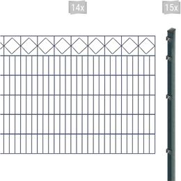 Arvotec Doppelstabmattenzaun &raquo;EXCLUSIVE 120 zum Einbetonieren "Karo" mit Zierleiste&laquo; Zaunh&ouml;he 120 cm, Zaunl&auml;nge 2 - 60 m grau Kunststoff, Stahl H/L: 120cm x 