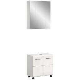 Welltime Badm&ouml;bel-Set &raquo;FLORENZ, 2-tlg. Bad-Kombination, hochwertige MDF-Front&laquo; best. aus: 1 Spiegelschrank, 1 Waschbeckenunterschrank, 3 Stk. tlg. B/H