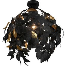 REALITY LEUCHTEN Deckenleuchte &raquo;Leavy&laquo; E27 1 Stk. warmwei&szlig; - kaltwei&szlig; Deko Deckenlampe Blatt Design schwarz-gold, exkl 1xE27 max 28W, &Oslash; 38cm schwarz 1