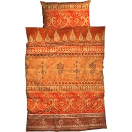 CASATEX Bettw&auml;sche &raquo;Indi&laquo; 3 Stk. romantisch, orientalisch, weich und gem&uuml;tlich orange Satin, Obermaterial: 100% Baumwolle B/L: 240cm x 220cm, 1 Stk., 