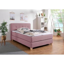 Home Affaire Boxspringbett &raquo;Fargo&laquo; inkl. Topper, in 3 Matratzenarten, in Samt- oder Strukturstoff lila Struktur fein (100% Polyester);Samtstoff (100% 