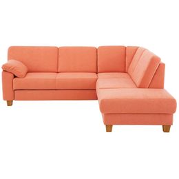 Home Affaire Ecksofa &raquo;Belfort L-Form&laquo; mit Federkern, wahlweise mit Schlaffunktion und Stauraum orange Struktur fein ( 100% Polyester);Luxus-Microfaser