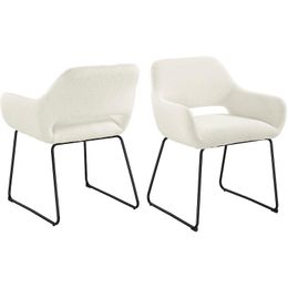 Salesfever Armlehnstuhl &raquo;Komfortabler Esszimmerstuhl mit Stil&laquo; () Bezug in moderner Boucl&eacute; Optik wei&szlig; Metall, Polyester B/H/T: 63,5cm x 83cm x 59cm, 