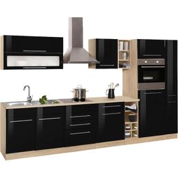 KOCHSTATION K&uuml;chenzeile &raquo;KS-Eton&laquo; mit E-Ger&auml;ten, Breite 330 cm schwarz B/H/T: 330cm x 60cm