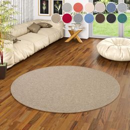 Teppich OTTO HOME, H:5mm &Oslash;:133cm, braun, Kunstfaser, Wohnzimmer, Teppiche, "Fortis, Schlinge, Made in Netherlands", Uni Farben, gekettelt,