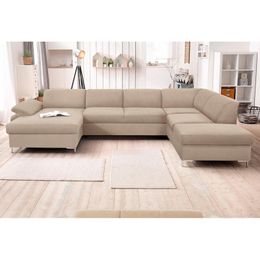 DOMO collection Wohnlandschaft &raquo;Santana mit viel Platz, komfortabel, moderner Fu&szlig;, bequeme Armlehne&laquo; wahlweise mit Bettfunktion, U-Form beige 