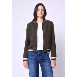 Damen Blouson, gr&uuml;n, Gr. 46, STREET ONE STUDIO, unifarben, Stoff, 80% Polyester, 20% Viskose, Jacken, Rundhalsausschnitt