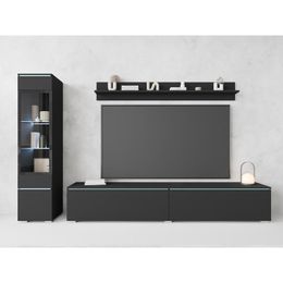 Home Affaire Wohnwand &raquo;VERA I, Vitrinen T&uuml;ranschlag links/rechts wechselbar&laquo; Komplett-Set, 3 Stk. tlg. schwarz B/H/T: 230cmcm x 130cmcm x 33cmcm,mit 