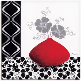 Artland Leinwandbild &raquo;Blumenmuster&laquo; Vasen & T&ouml;pfe 1 Stk. tlg. auf Holzrahmen gespannt schwarz Leinwand B/H/T: 50cm x 50cm, Leinwandbild Vasen & T&ouml;pfe 
