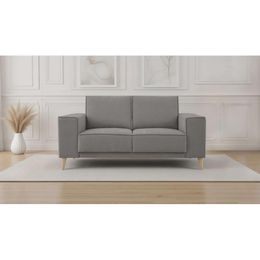 OTTO home 2-Sitzer &raquo;Oland Skandi, weicher Chenille-Stoff&laquo; 164 cm, Wellenunterfederung, Skandi-Design, Massivholzf&uuml;&szlig;e grau 100% Polyester B/H/T: 164cm 