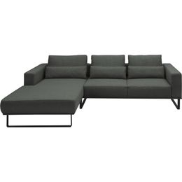 Ecksofa Musterring, B:292cm H:88cm T:185cm, grau, 100% Polyester, Wohnzimmer, Sofas, "JustB PM100", Auf schwarzen Metallkufen, 292 cm breit -