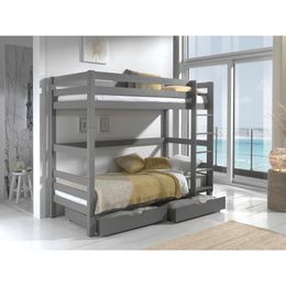 Vipack Etagenbett &raquo;Pino, inkl. Rolllattenrost, Leiter und Absturzschutz&laquo; B/H/T ca. 210x182x105cm, massiv Kiefer verschiedene Farben, wahlweise ohne Schublade