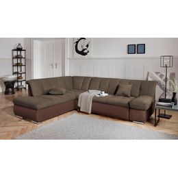 Ecksofa DOMO collection, B:271cm H:80cm T:213cm, braun, Struktur fein 100% Polyester;Chenilleoptik 100% Polyester, Wohnzimmer, Sofas, "MONA 271x213