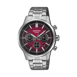 CASIO EDIFICE Herren Chronograph, silber, Armbanduhren, Quarzuhr, Armbanduhr, Herrenuhr, Edelstahlarmband, analog, Tag