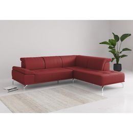 OTTO home Ecksofa &raquo;Caluna&laquo; Inkl.Sitztiefenverstellung, wahlweise mit Kopf- und Armteilverstellung rot B/H/T: 274cm x 81cm x 235cm, NaturLEDER Stoff, 