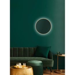 Talos LED-Lichtspiegel rund, mit indirekter LED Beleuchtung, matt &Oslash; 50 cm gold &Oslash; 50cm, Lederoptik