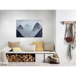 A.S. Cr&eacute;ation Leinwandbild &raquo;Misty Rocks&laquo; Berge Kunst 1 Stk. tlg. Nebel Keilrahmen Berg Gebirge Landschaft Leinwand-Bild Wohnzimmer Wand blau Holz, Stahl B/H/T: 90cm