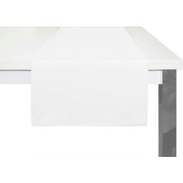 WIRTH Tischl&auml;ufer &raquo;Umea&laquo; wei&szlig; Polyester B/L: 150cm x 40cm, 1 Stk., rechteckig