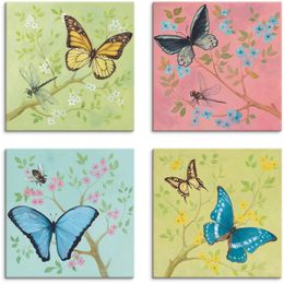 Artland Leinwandbild &raquo;Schmetterlinge Pastell&laquo; Insekten 4 Stk. tlg. 4er Set, verschiedene Gr&ouml;&szlig;en bunt Leinwand, MDF B/H/T: 40cm x 40cm, Leinwandbild Insekten 