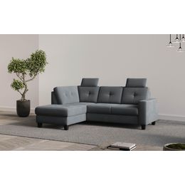 Ecksofa OTTO HOME, B:226cm H:91cm T:170cm, grau, 100% Polyester, Wohnzimmer, Sofas, "Varese", wahlweise mit Schlaffunktion und Bettkasten