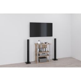FMD Media-Regal &raquo;Variant&laquo; Regal auf Rollen, Multimedia, TV, Hifi, 3 B&ouml;den, 65 cm breit braun Holzwerkstoff B/H/T: 65cm x 85cm x 40cm, 3 Stk. offene 
