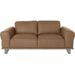 W.Schillig 2-Sitzer &raquo;montanaa edel und elegant, bequem, Federkernunterfederung&laquo; mit Metallkufen in Silber matt, Breite 192 cm braun B/H/T: 192cm x 