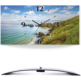 Wanduhr Artland, B:50cm H:25cm T:0,3cm, gr&uuml;n, Wohnzimmer, Wanduhren, "K&uuml;stenweg in Carrick-a-Rede", wahlweise mit Quarz- oder Funkuhrwerk, lautlos
