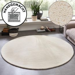OTTO home Wollteppich &raquo;Gabbo Natur, Handgefertigt, Teppich, reine Wolle, meliert&laquo; rund 14 mm H&ouml;he reine Wolle, Uni, Wohnzimmer, Schlafzimmer, 