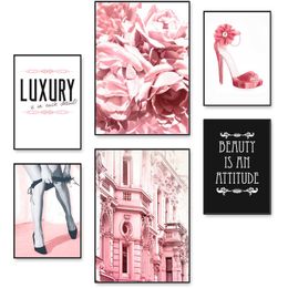 Artland Poster &raquo;Lebensstil Beauty&laquo; Frau 6 Stk. tlg. Bilder Set, 6tlg. 4xDIN A4 / 2xDIN A3, ohne Rahmen pink B/H/T: 42cm x 29,7cm, Poster Frau Hochformat, 6 