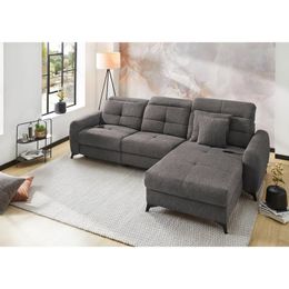 Jockenh&ouml;fer Ecksofa &raquo;Chillout L-Form, B: 288 cm, elektr. Relaxfunktion im Sitz und Ottomane&laquo; 140kg Belastbarkeit je Sitz, Kopfteilverstellung & Zierkissen grau 