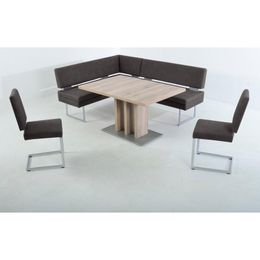 K+w Komfort & Wohnen K+W Komfort & Wohnen Essgruppe 4 Stk. tlg. langer Schenkel links oder rechts, 2 Freischwinger, 1 Funktionstisch braun B/H/T: 158cm x 89cm x 199cm, 