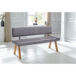 OTTO home Bank &raquo;Mobilar Rio&laquo; mit R&uuml;ckenlehne und aus Massivholz grau Kunstleder B/H/T: 180cm x 89cm x 53cm, Kunstleder, Bank 180cm,mit R&uuml;ckenlehne