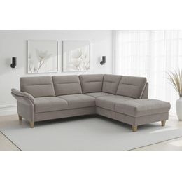 Sit & More Ecksofa SIT & MORE, B:218cm H:90cm T:212cm, beige, 100% Polyester, Wohnzimmer, Sofas, "Pamela, B: 218 cm, L-Form, wahlweise mit Schlaffunktion und