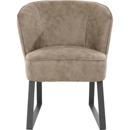 exxpo - sofa fashion Sessel &raquo;Americano, Loungesessel&laquo; mit Keder und Metallf&uuml;&szlig;en, Bezug in verschiedenen Qualit&auml;ten, 1 Stck. braun Microfaser 