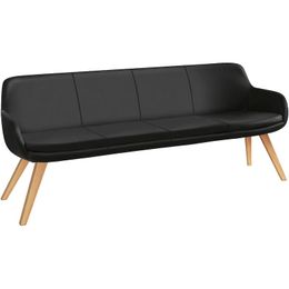 Musterring Essbank &raquo;Tavia&laquo; Stativgestell aus Eiche bianco massiv, Breite 180, 200 oder 220 cm schwarz B/H/T: 220cm x 87cm x 66cm, Echtleder